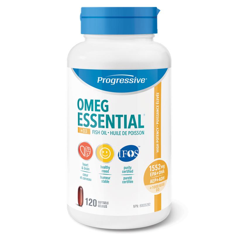 Progressive Omega Essential + Vit D - 120 Softgels